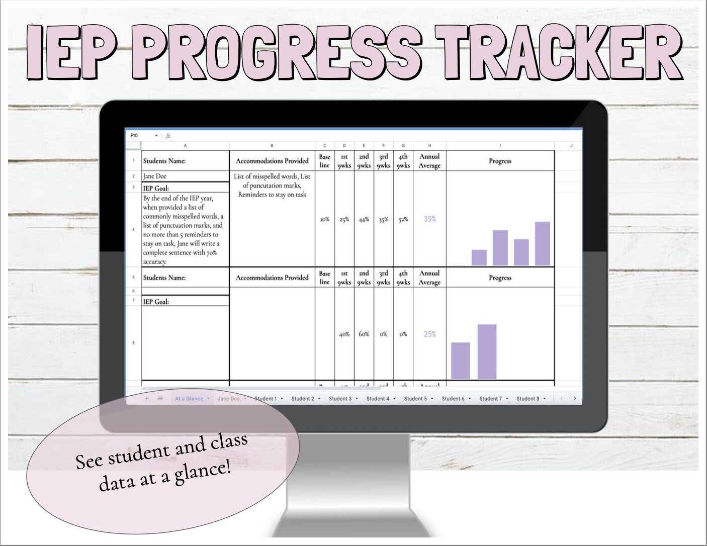 9 Weeks IEP Progress Tracker and Data Collection File - Etsy