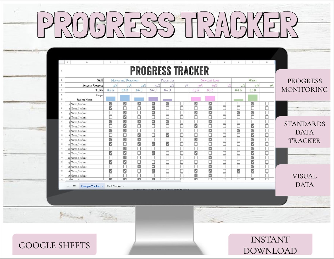 Standards Progress Tracker and Data Collection File - Etsy