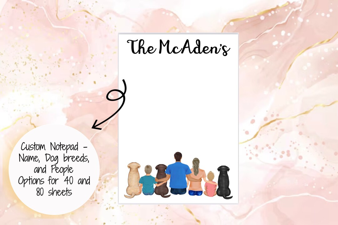 Custom Family Notepad - 4x5 Notepad With 40 or 80 Sheets - Etsy