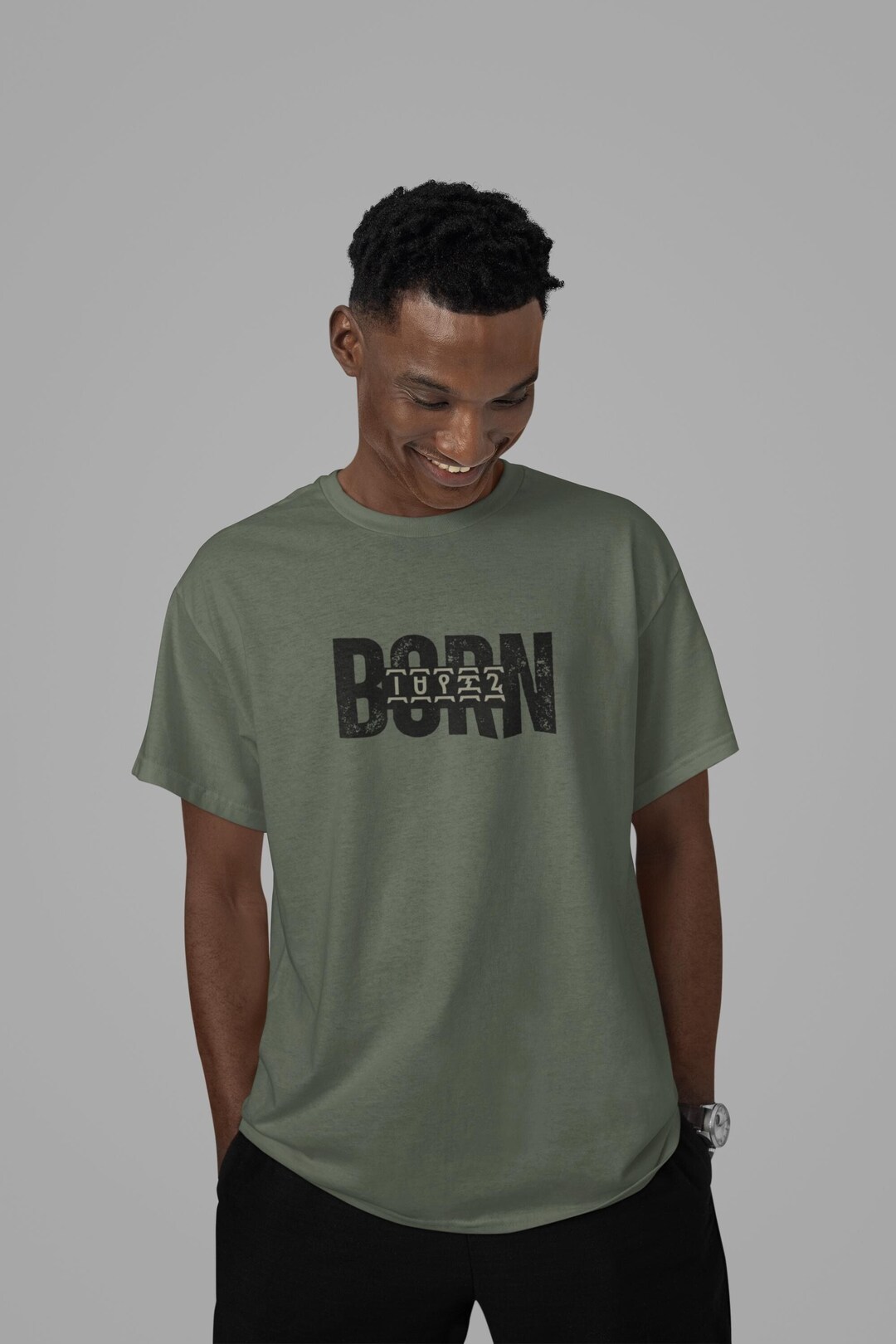 Ethiopia, Personalized Geez Script BORN With Year Unisex T-shirt ...