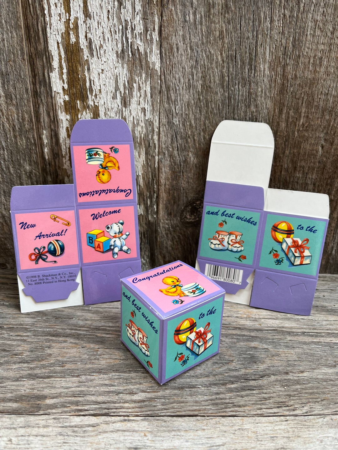 15 Vintage Shackman Small Fold up Boxes for Party Favors, Baby Shower ...