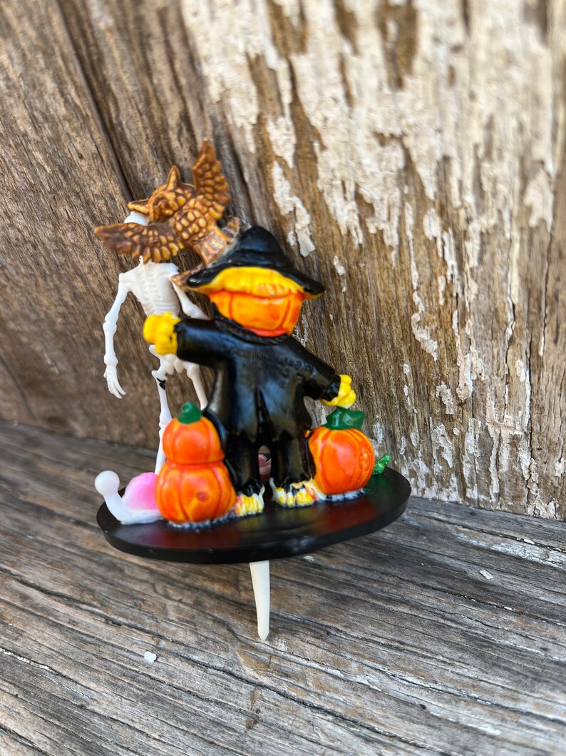 Vintage Halloween Cake Topper, Cake Pick / Skeleton / Scarecrow / Owl ...