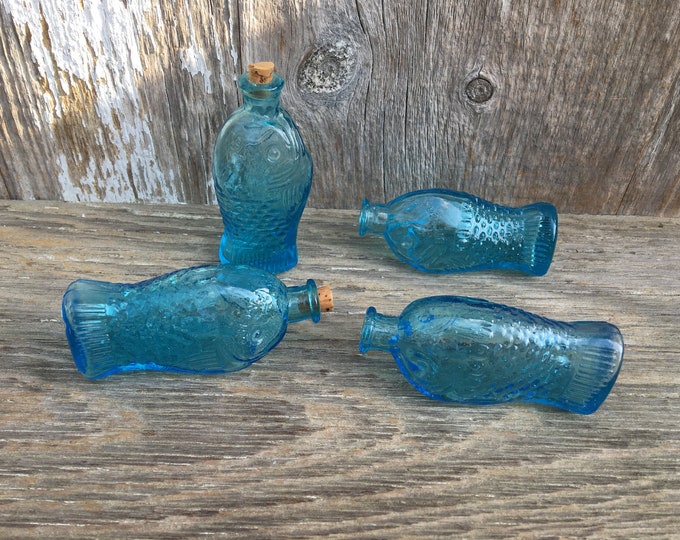 1 Miniature Blue Bitters Fish Bottle, Fisch's, Made in Taiwan - Etsy