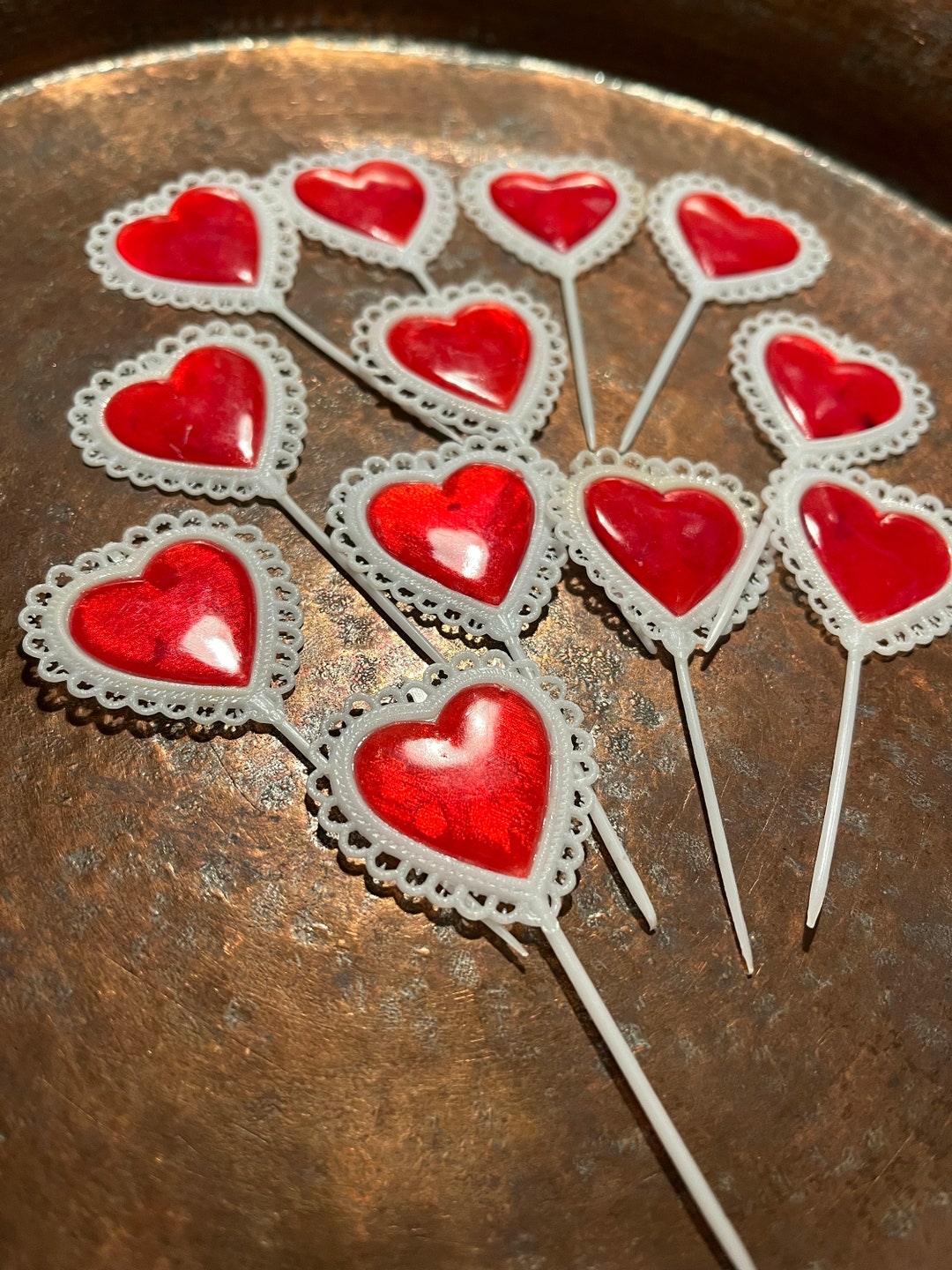 Vintage Plastic Valentine Heart Picks, Made in Hong Kong - Etsy