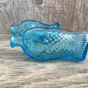 1 Miniature Blue Bitters Fish Bottle Fisch's Made in - Etsy