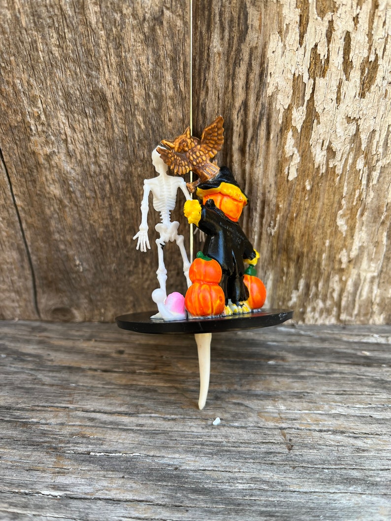 Vintage Halloween Cake Topper, Cake Pick / Skeleton / Scarecrow / Owl ...