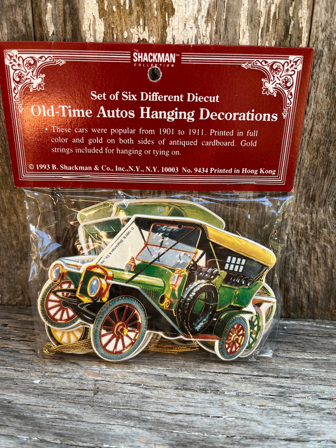 1 Package of Vintage Shackman Christmas Ornaments, Antique Automobiles ...