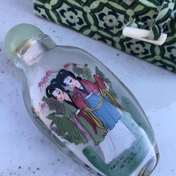 Chinese Reverse Painting on Glass Bottle - Etsy
