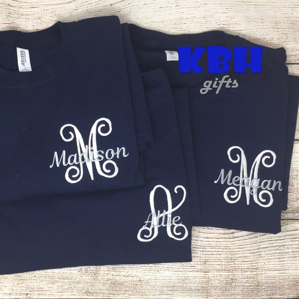 Embroidered Monogramed Tshirt - Etsy