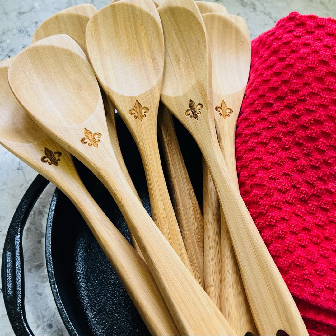 Engraved Fleur De Lis Bamboo Roux Spoon - Etsy