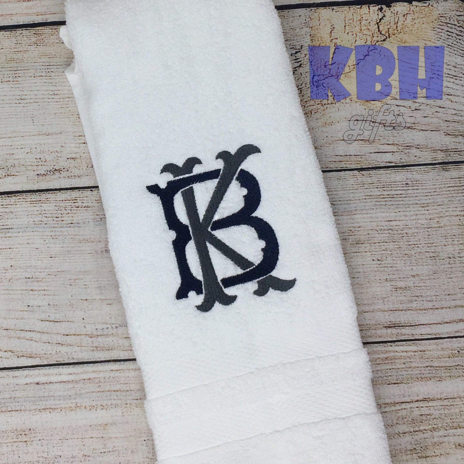 SHIPS FAST!!! Monogrammed Hand Towel Interlocking Monogram - Etsy