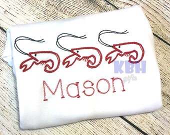 Embroidered Crawfish or Lobster Bib Shirt - Etsy