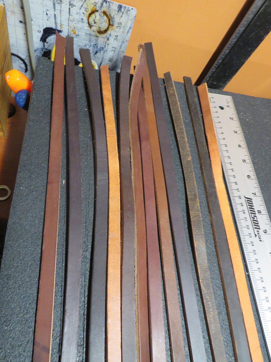 12 Full Grain Leather Lacing or Straps 1/2 Wide 36-72 Inches Long Scrap ...