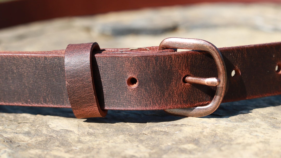 1 Inch Wide Leather Belt, Full Grain Brown Leather Belt, Narrow Leather ...