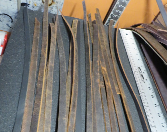 Lot of 20 Full Grain Leather Straps 1/2 Wide 12-60 Inches Long Scrap ...