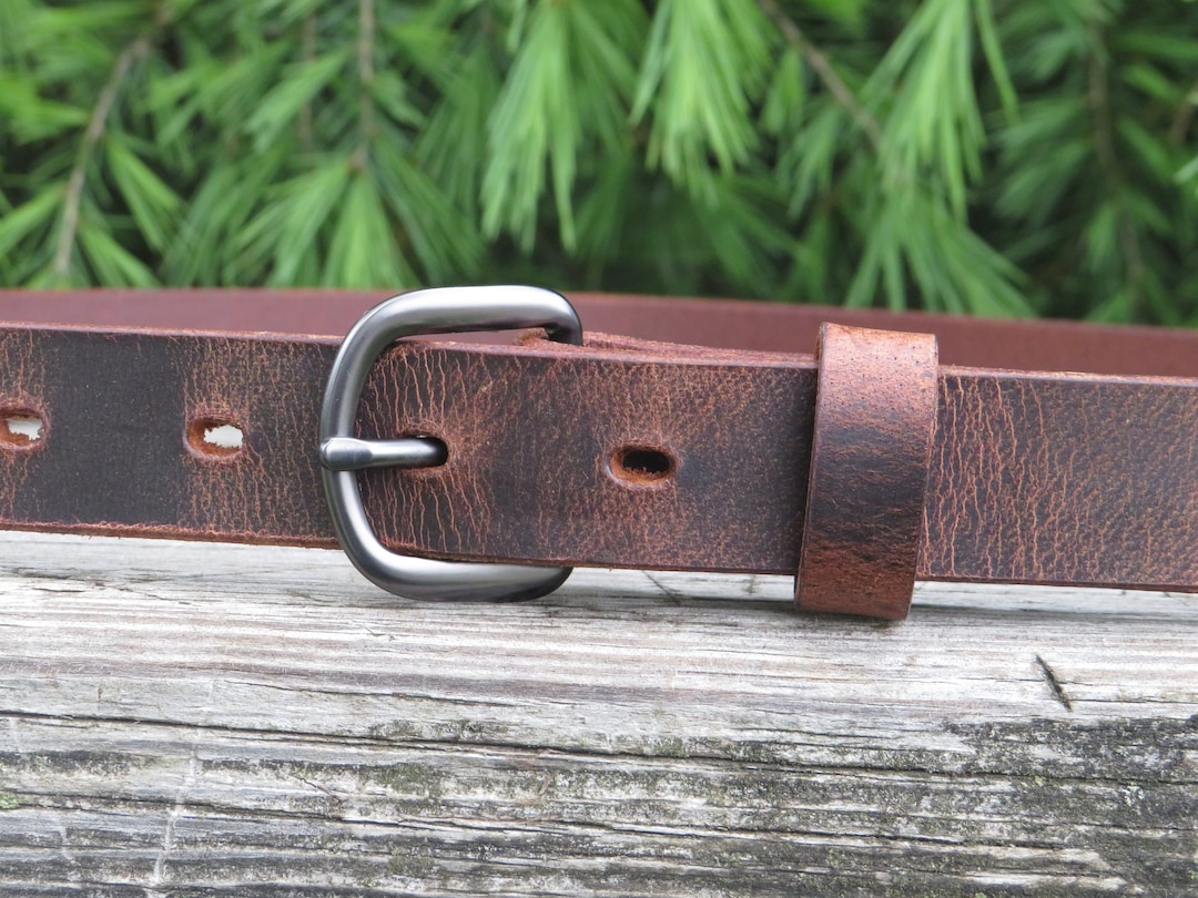Narrow Leather Belt Handmade Leather Belt, 1" Wide Leather Belt Leather ...