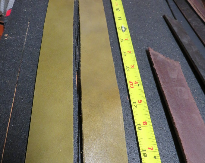 2 Straps of Olive Green Wickett and Craig Harness Leather 6 Feet Long ...