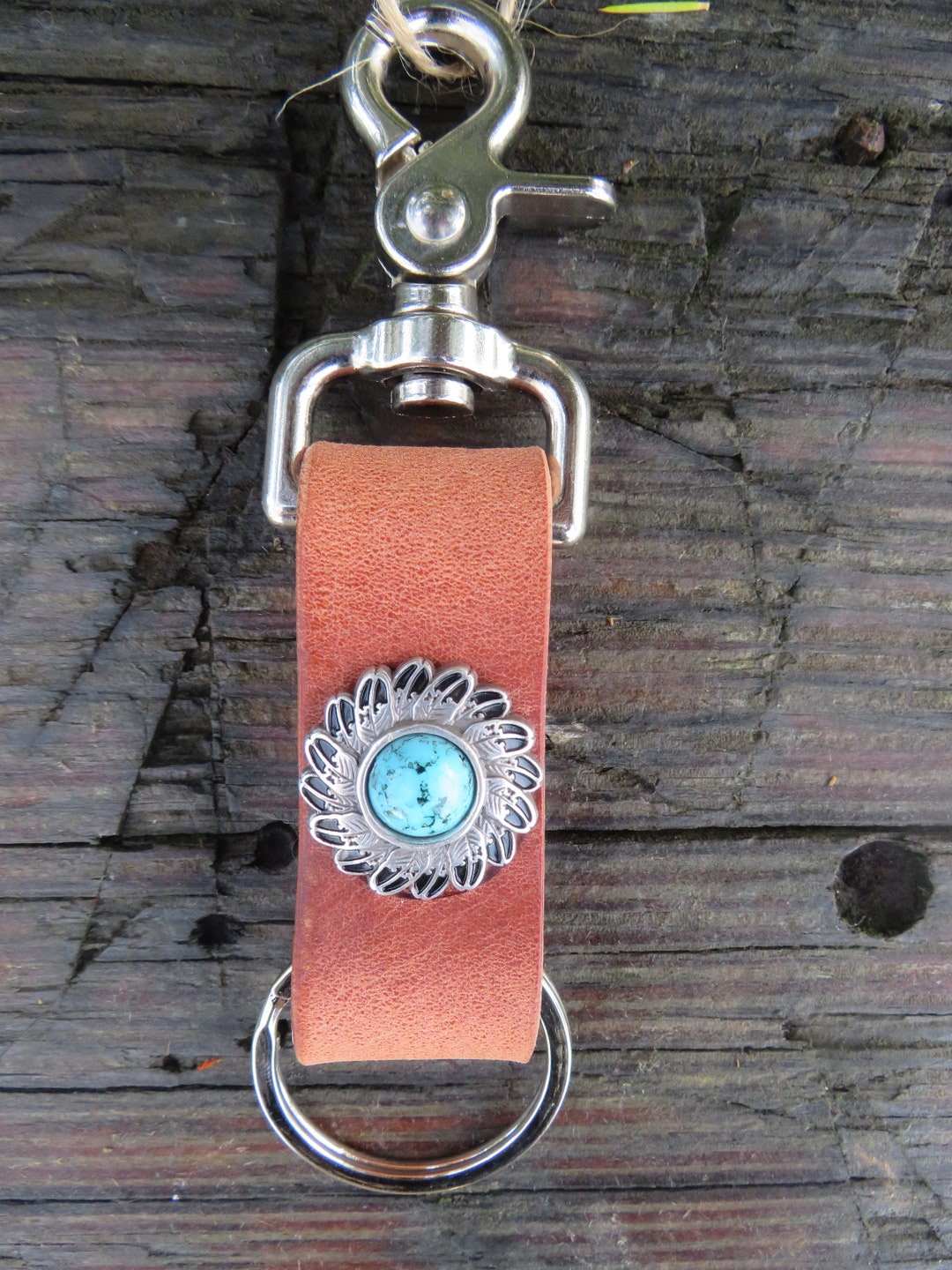 Handmade Leather Keychain Hermann Oak Harness Leather Keychain ...