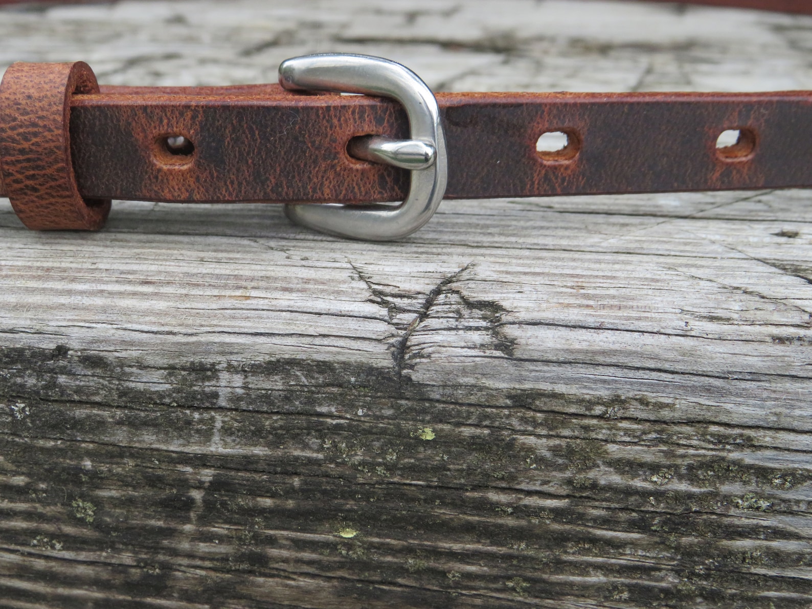 Water Buffalo Leather Narrow Belt, Made in USA , 3/4" Wide Belt ...
