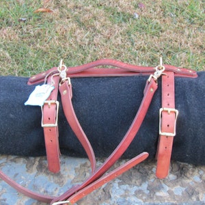 Hand Made Hermann Oak Harness Leather Blanket Carrier/ Blanket Harness/ Leather Bedroll, Leather ...