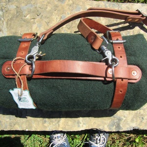 Hand Made Hermann Oak Harness Leather Blanket Carrier/ Blanket Harness/ Leather Bedroll, Leather ...