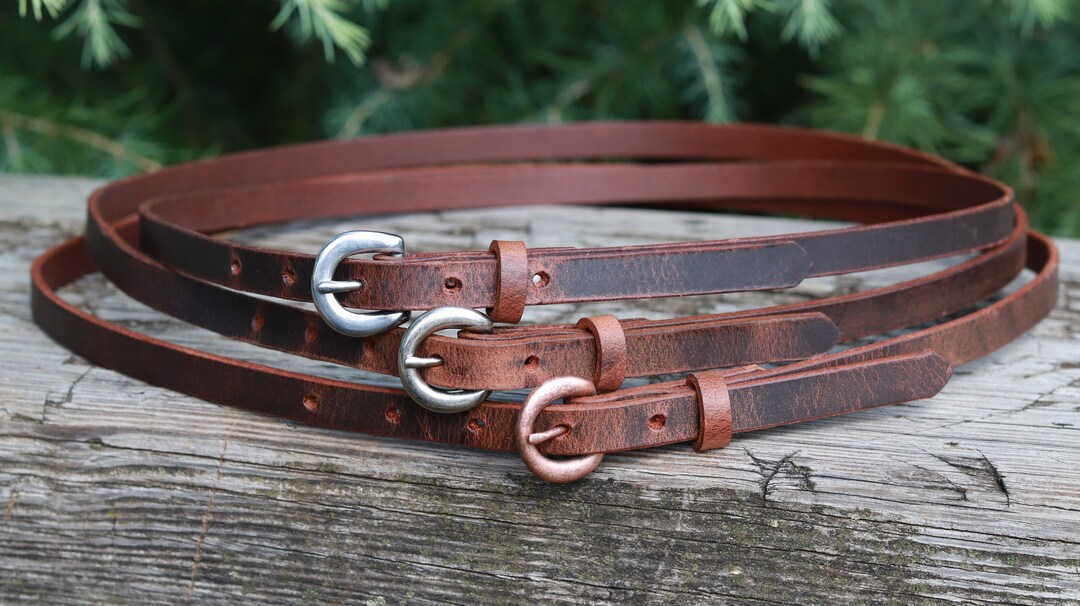 1/2" Wide Leather Belt Narrow Leather Belt Made in USA Leather Belt ...