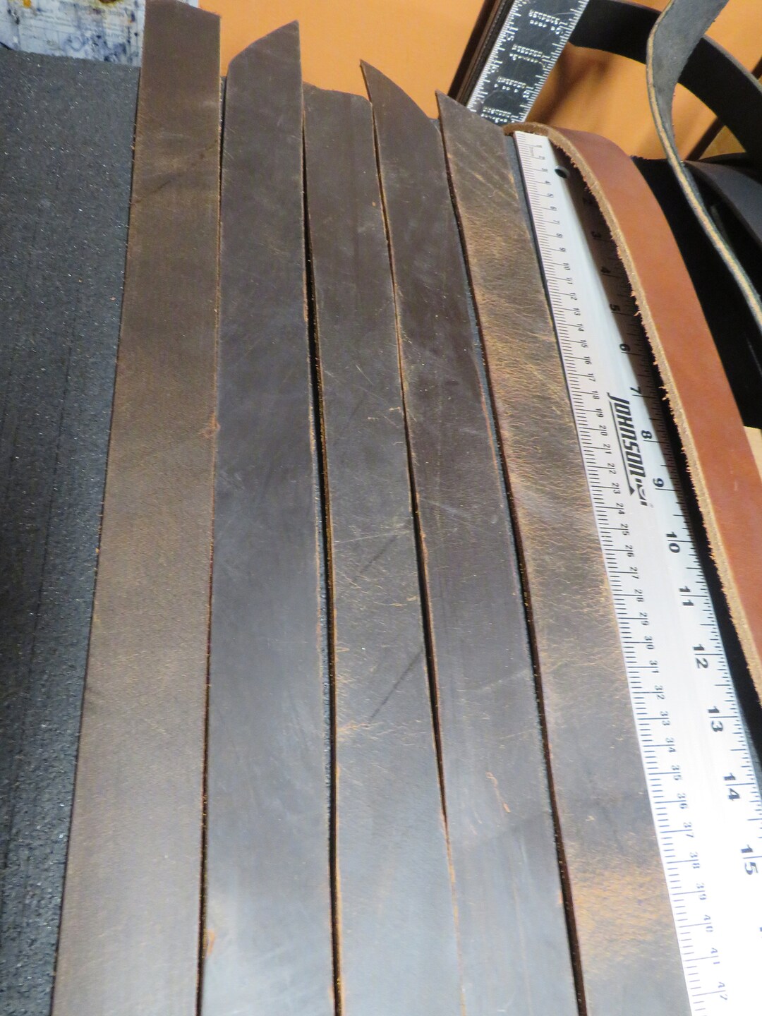 5 Leather Straps 1 1/2 Wide 45-65 Inch Long Scrap Leather Craft Leather ...