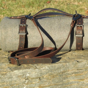 Hand Made Crazy Horse Water Buffalo Veg Tanned Leather Blanket Carrier/ Blanket Harness/bedroll ...