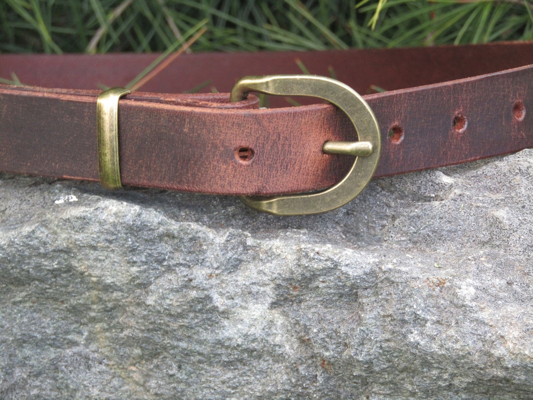 1 Inch Wide Belt Narrow Leather Belt/ Womans Belt Antique Brass Finish ...