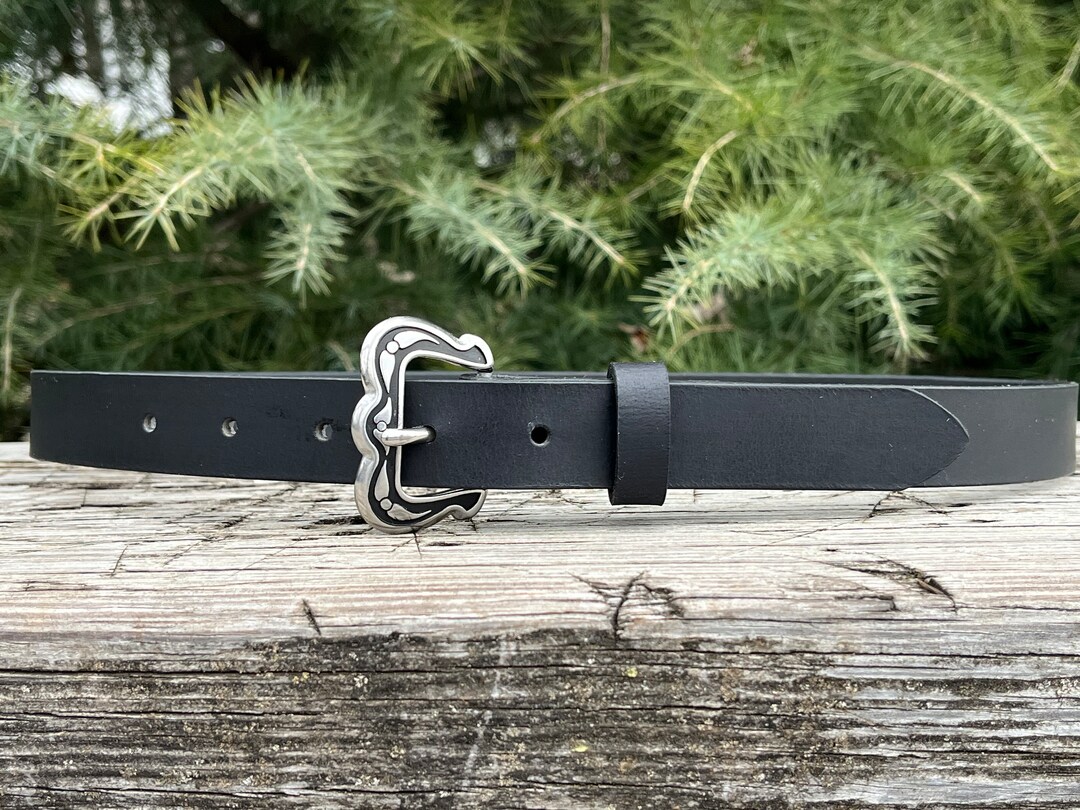 Black Narrow Leather Belt, Full Grain Black Leather Womans Belt, 1 Inch ...