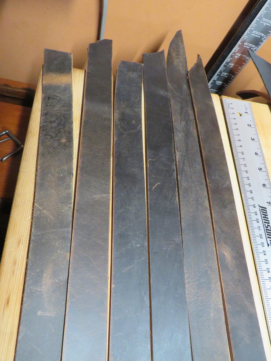 6 Leather Straps 40-65 Inches Long DIY Leather Project Leather Scrap ...