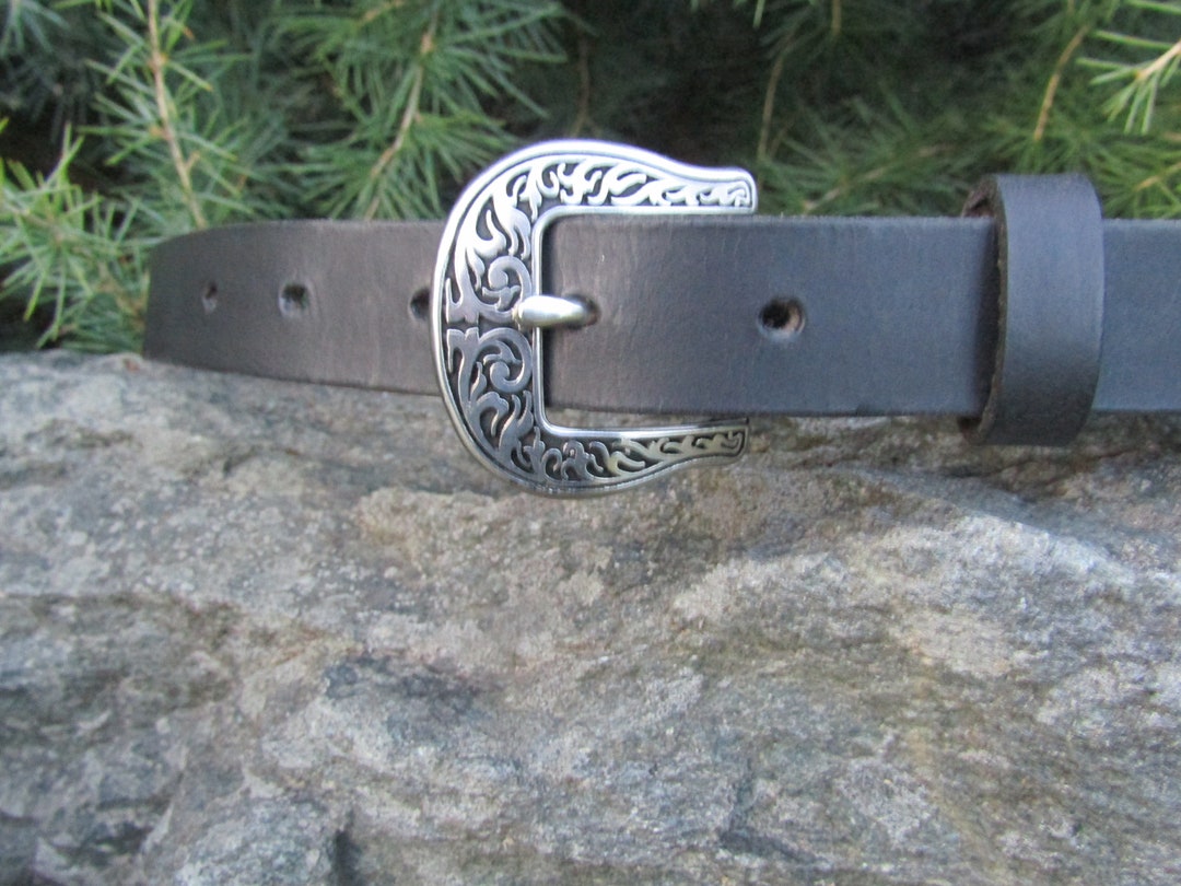 Black Narrow Leather Belt, Full Grain Black Leather Womans Belt, 1 Inch ...