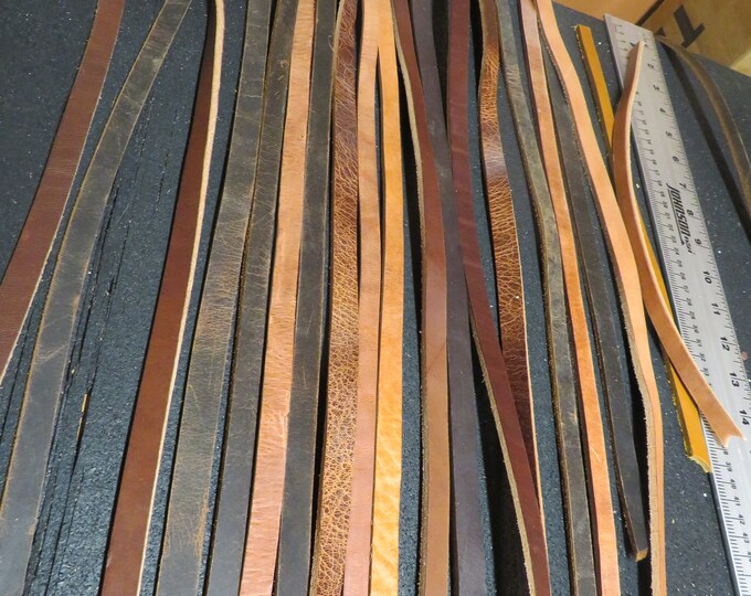 Full Grain Leather Straps 1/2 Wide Over 12-60 Inches Long Scrap Leather ...