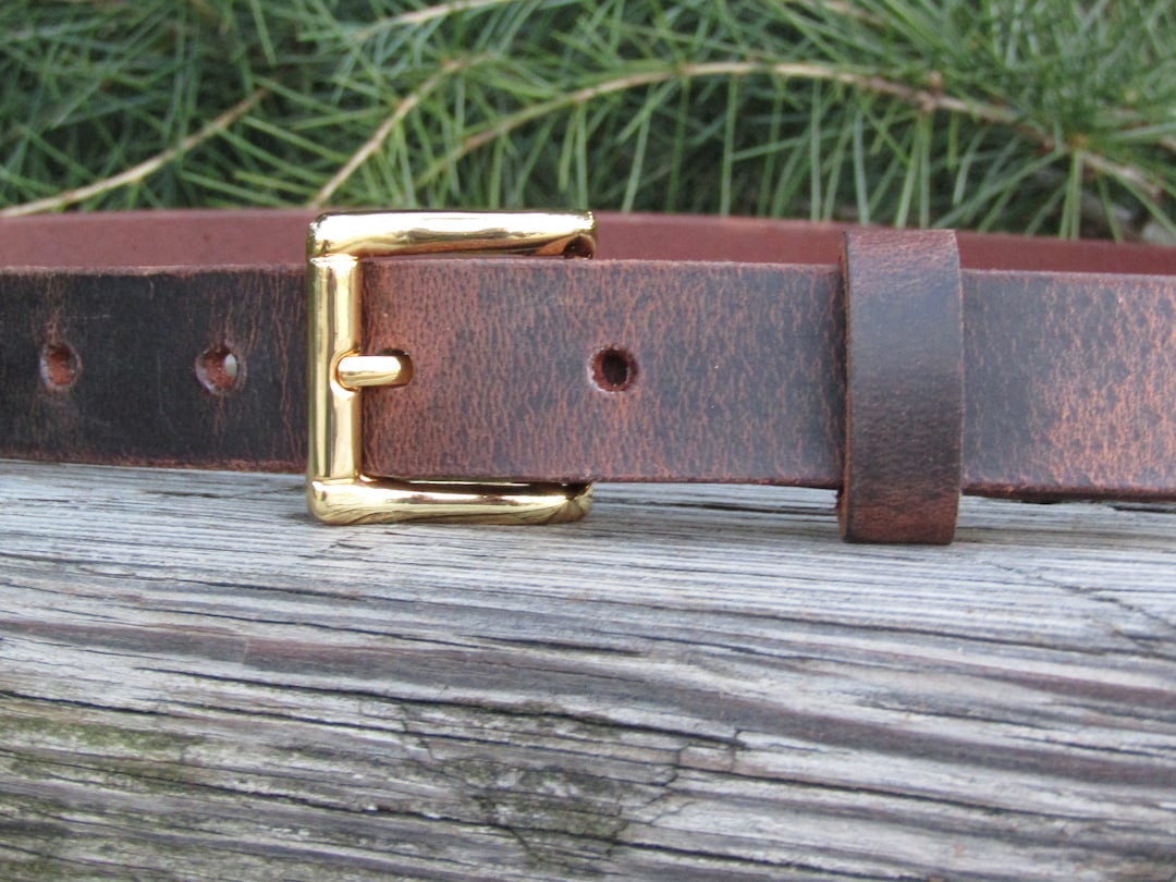 1 Inch Wide Leather Belt, Full Grain Brown Leather Belt, Narrow Leather ...