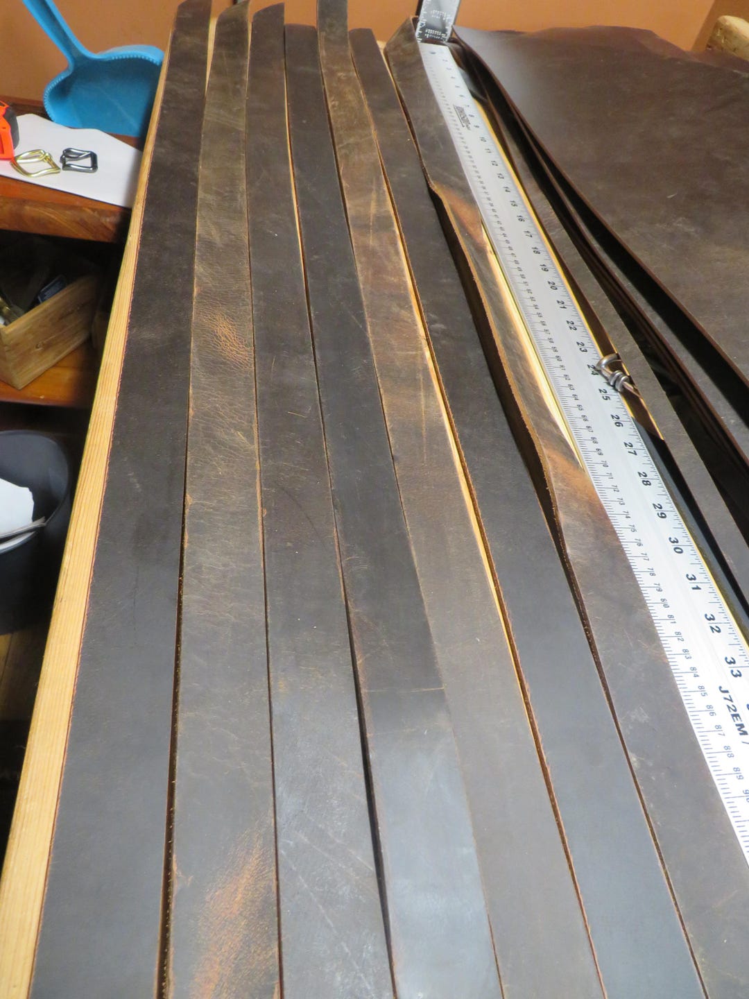 7 Leather Straps 35-65 Inches Long DIY Leather Project Leather Scrap ...