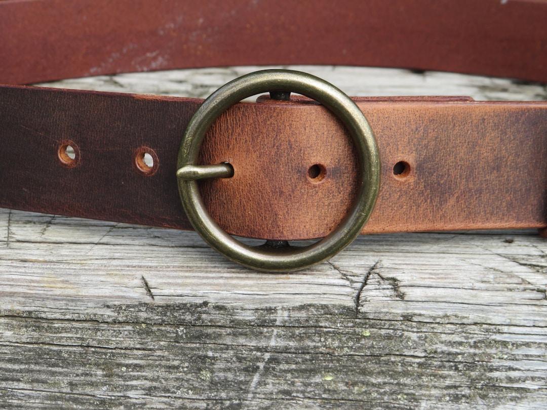 Circle Belt Buckle 1 1/2 Wide Custom Handcrafted Leather Belt, Full ...