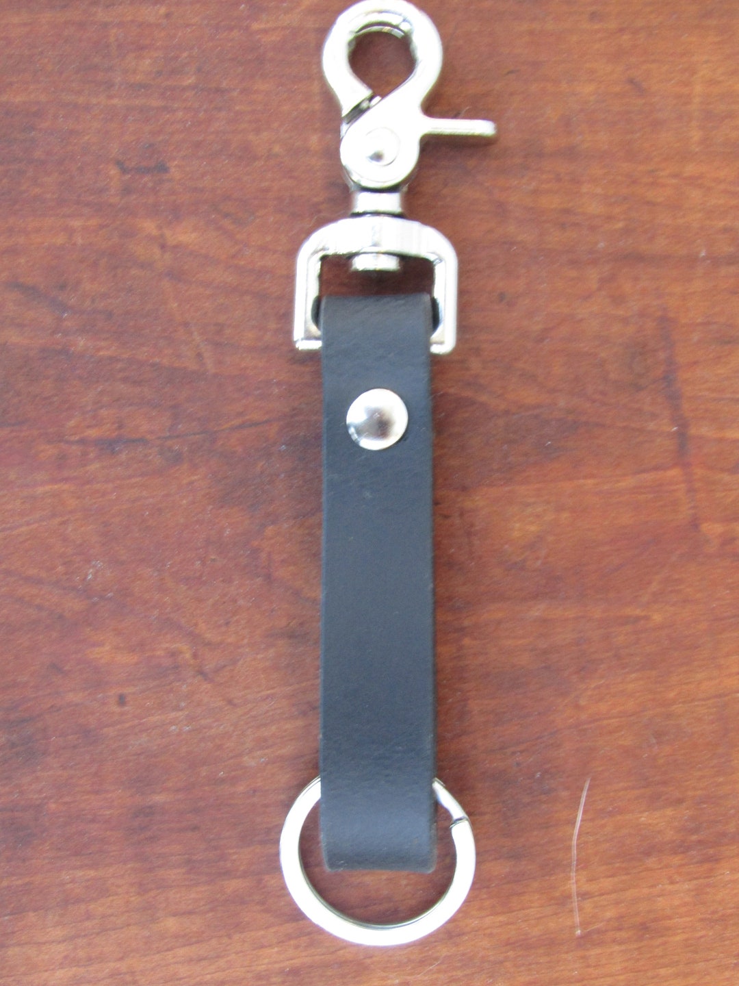 Handmade Black Water Buffalo Leather Key Chain With Nickel Key Rings ...