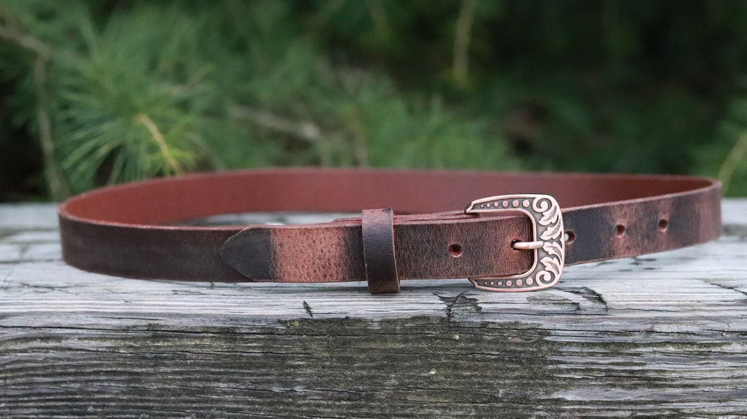 1 Inch Wide Leather Belt, Full Grain Brown Leather Belt, Narrow Leather ...