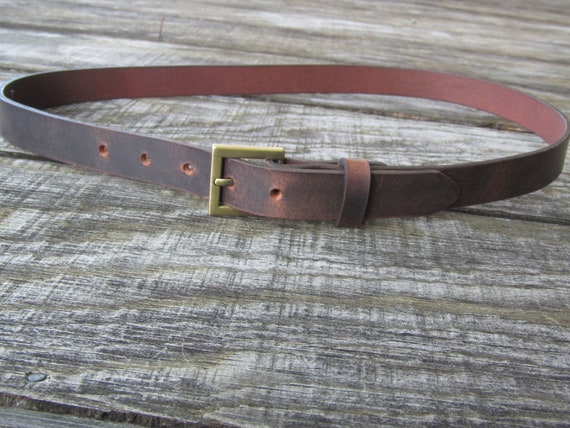 1 Inch Wide Leather Belt Full Grain Brown Leather Belt - Etsy
