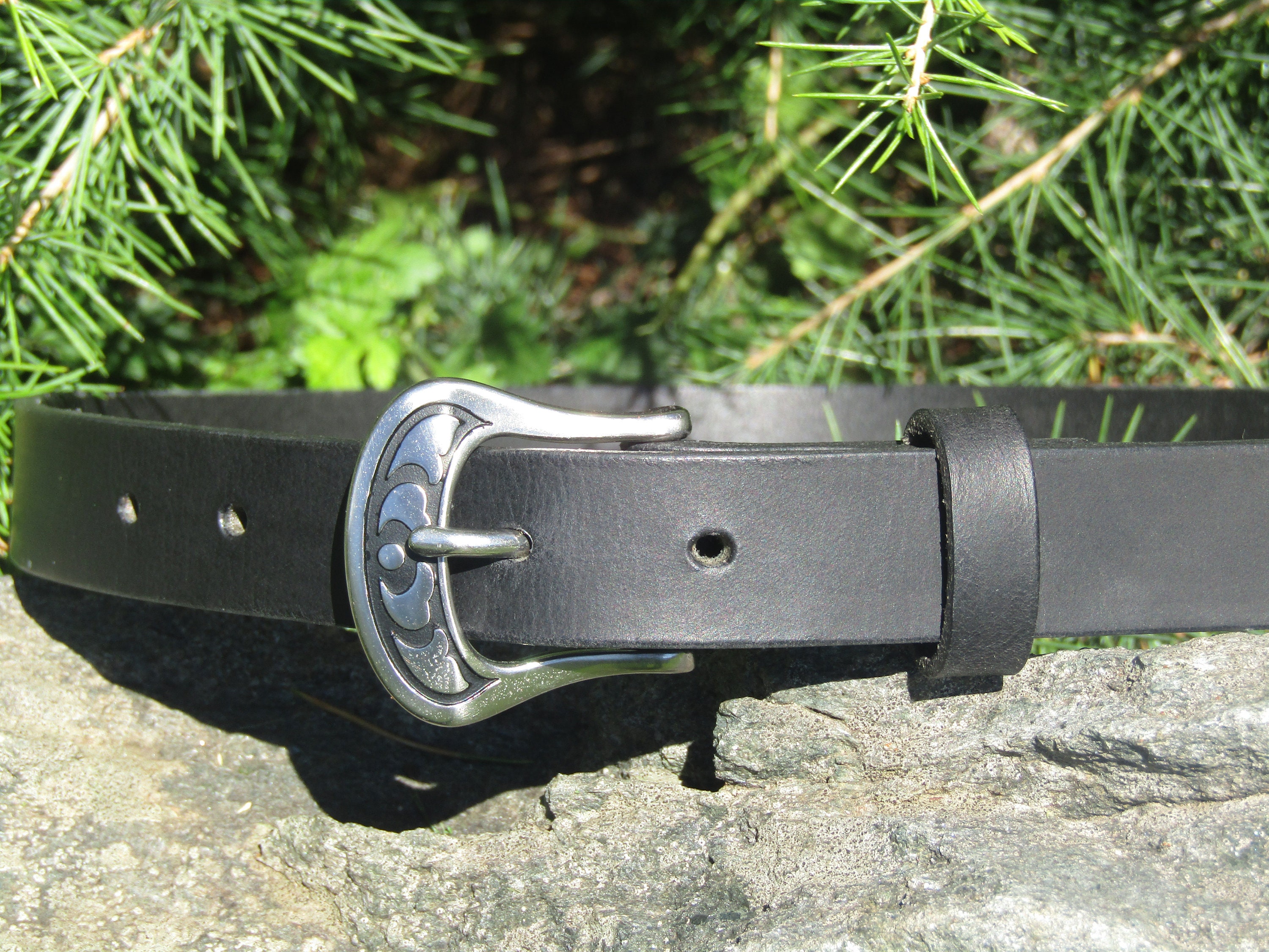 Black Narrow Leather Belt, Full Grain Black Leather Womans Belt, 1 Inch ...