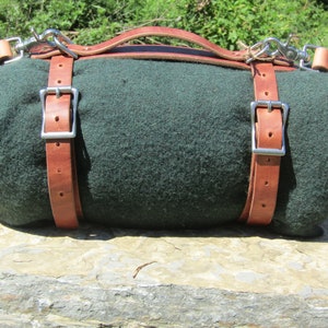 Hand Made Hermann Oak Harness Leather Blanket Carrier/ Blanket Harness/ Leather Bedroll, Leather ...