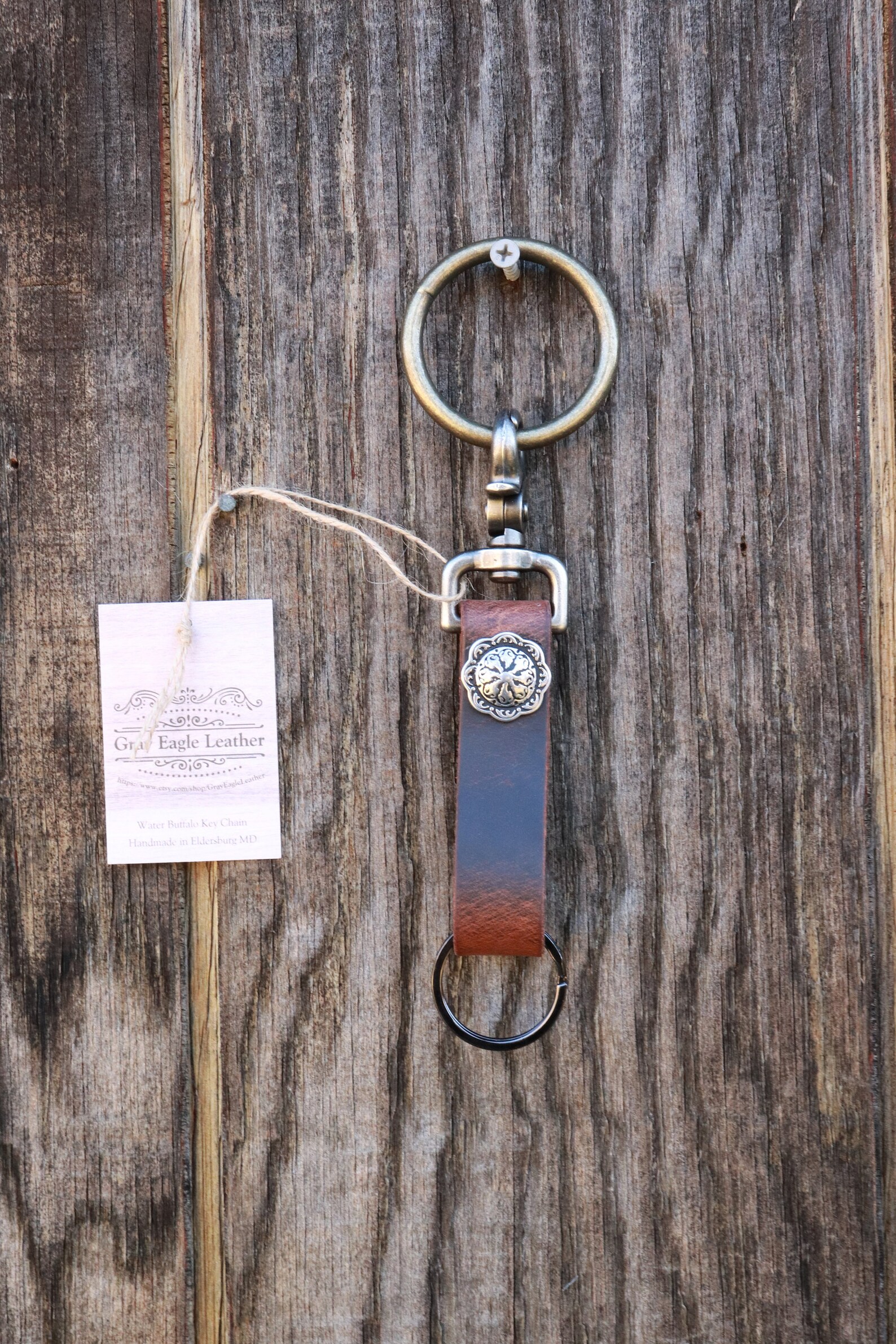 Handmade Crazy Horse Brown Buffalo Leather Keychain With Jeremiah Watt ...