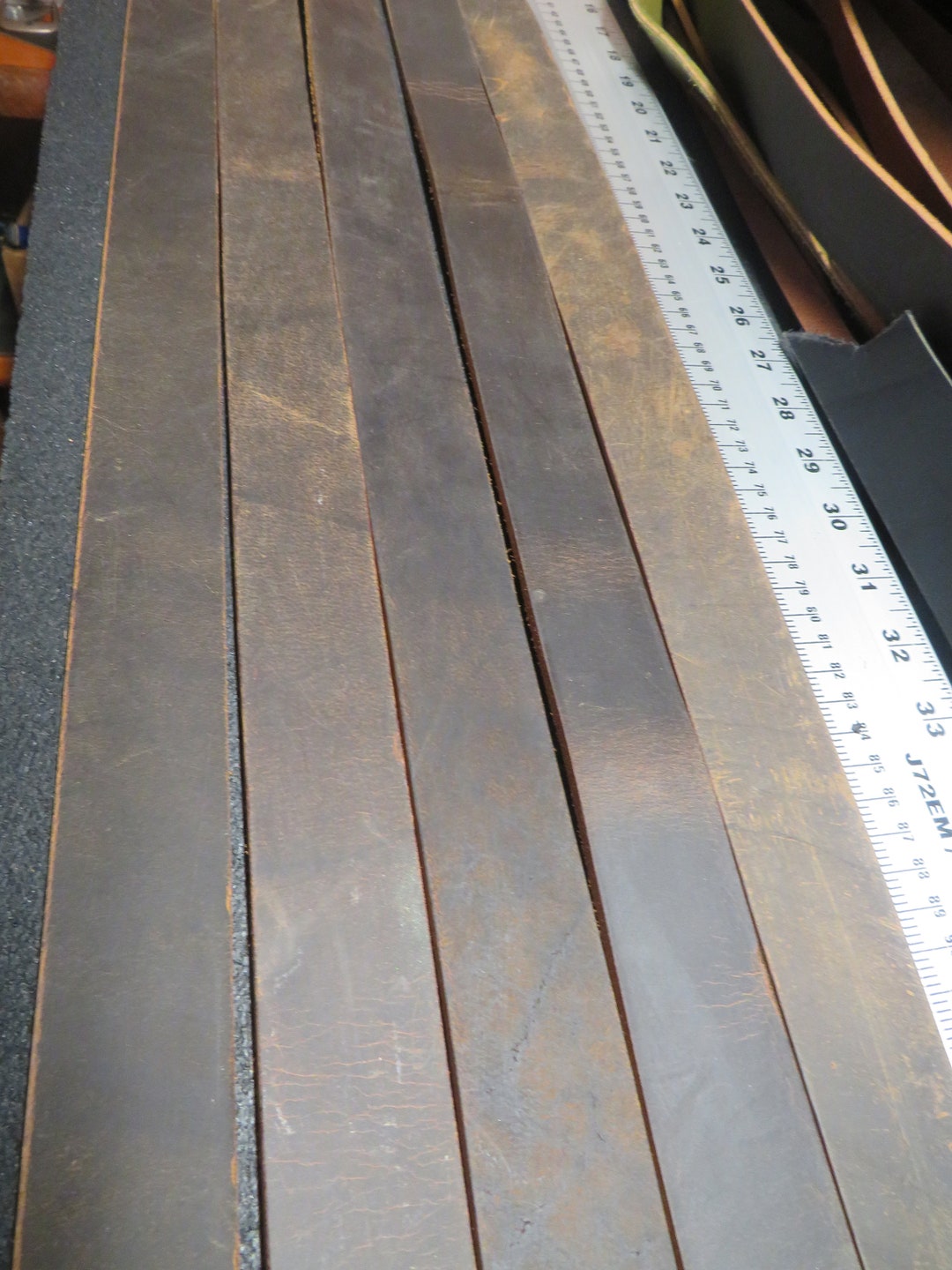 5 Leather Straps 1 1/2 Wide 40-70 Inch Long Scrap Leather Craft Leather ...