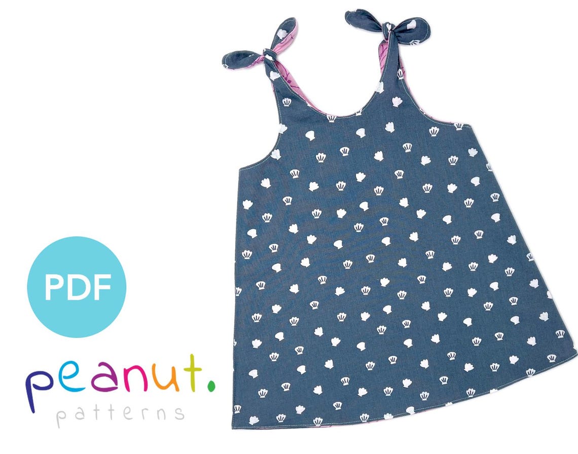 Reversible Tank Dress Knot Tie Shoulder PDF Sewing Pattern • Baby, Kid ...