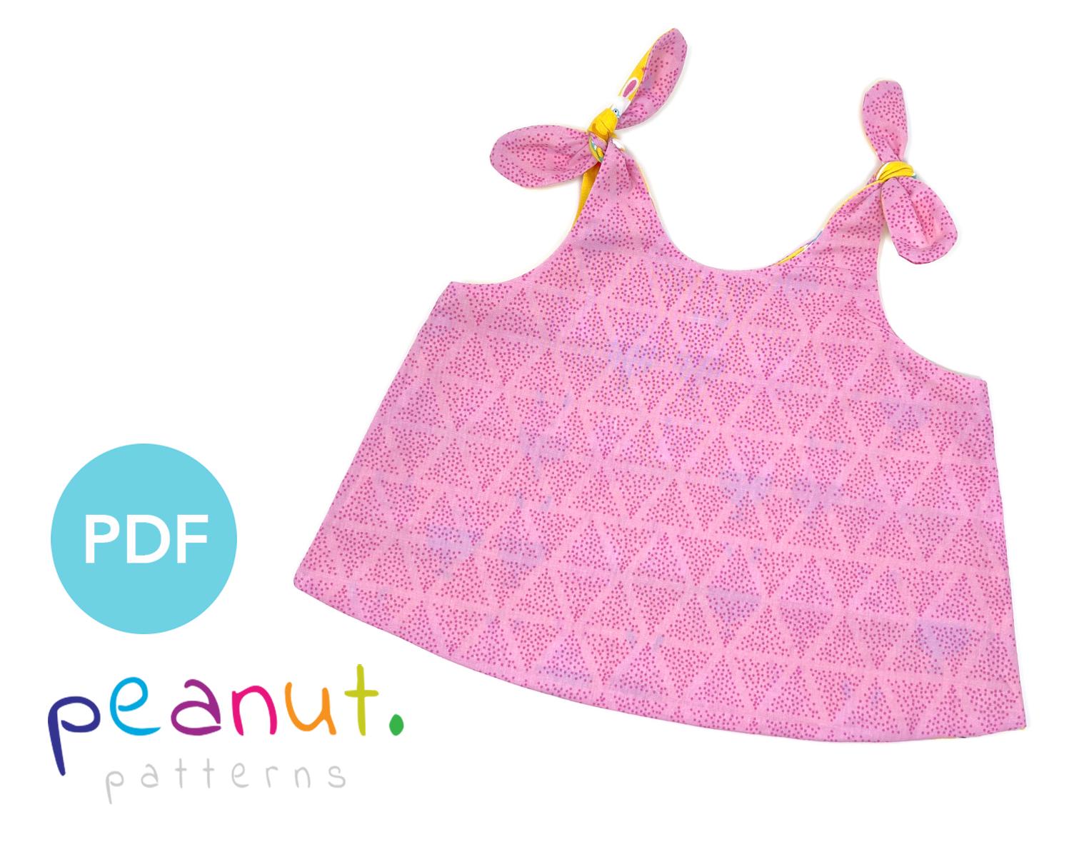 Reversible Tank Dress Knot Tie Shoulder PDF Sewing Pattern • Baby, Kid ...