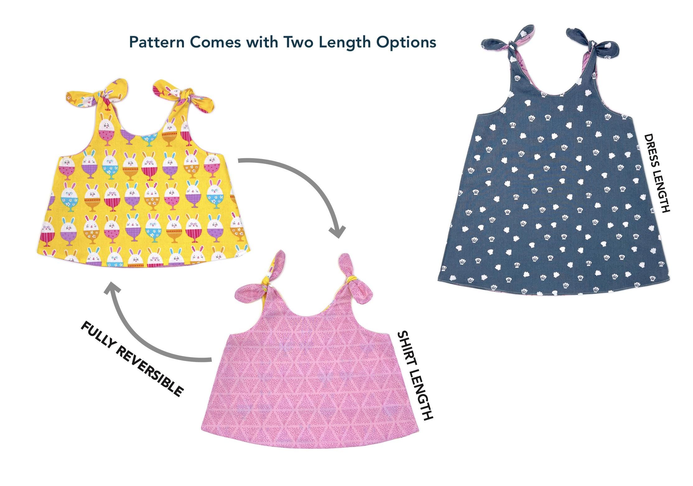 Reversible Tank Dress Knot Tie Shoulder PDF Sewing Pattern • Baby, Kid ...