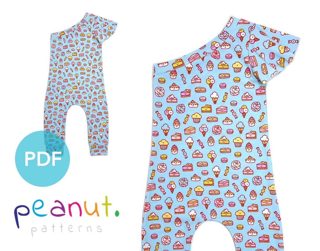 One Shoulder Butterfly Sleeve Knit Pant Romper PDF Sewing Pattern ...