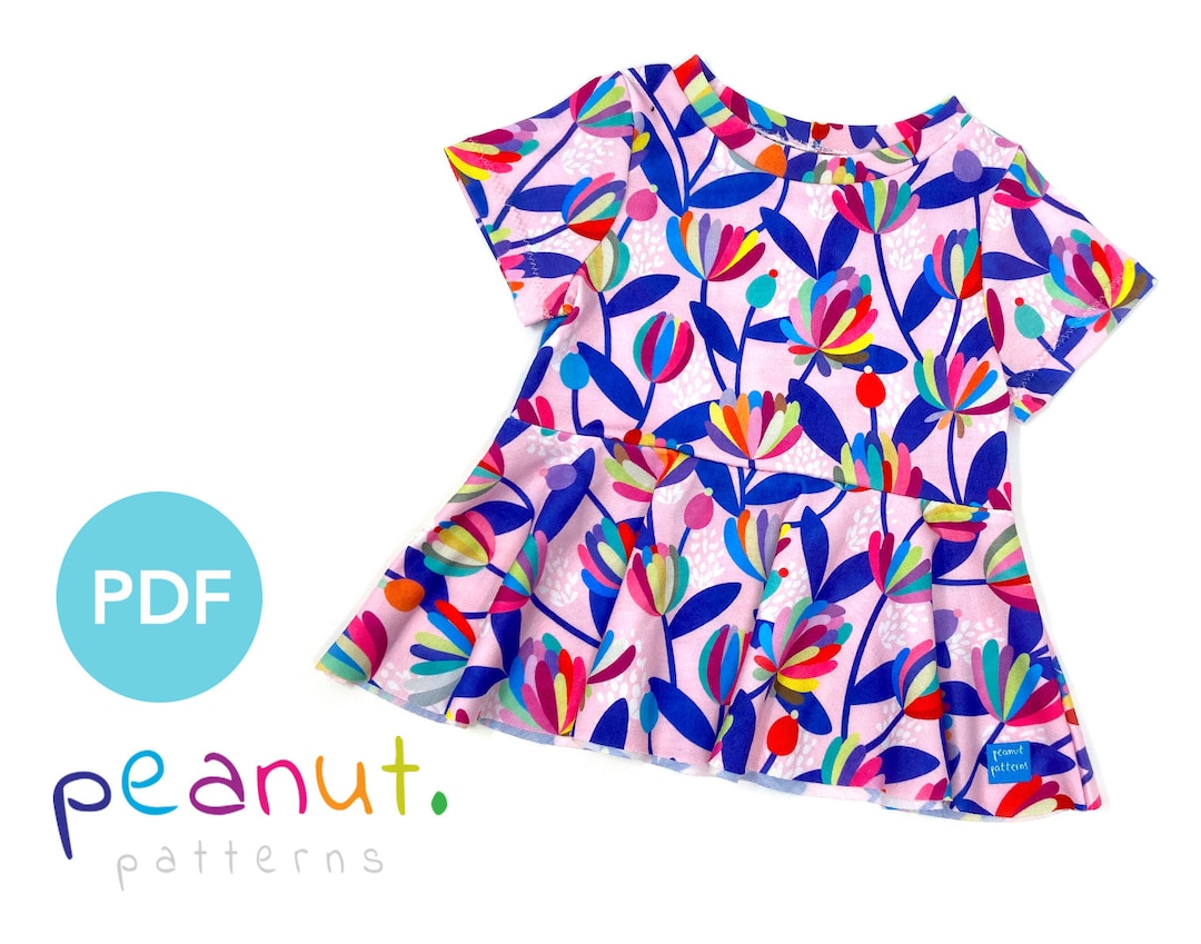 Short Sleeve Peplum Top Sewing Pattern • PDF Sewing Pattern • Baby, Kid ...