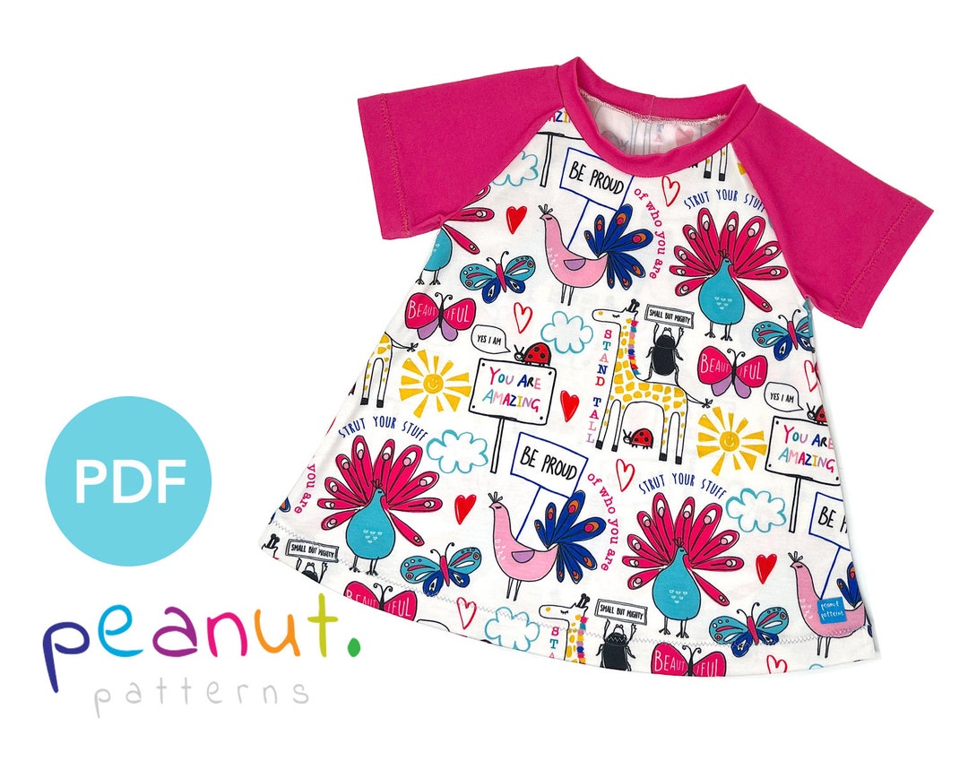 Short Sleeve Raglan Dress Sewing Pattern • PDF Sewing Pattern • Baby ...