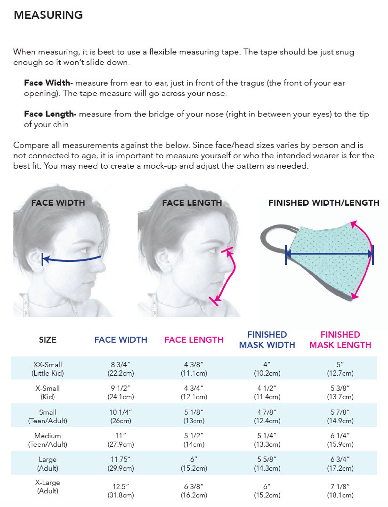 Face Mask Sewing Pattern PDF Sewing Pattern Kid Child - Etsy UK